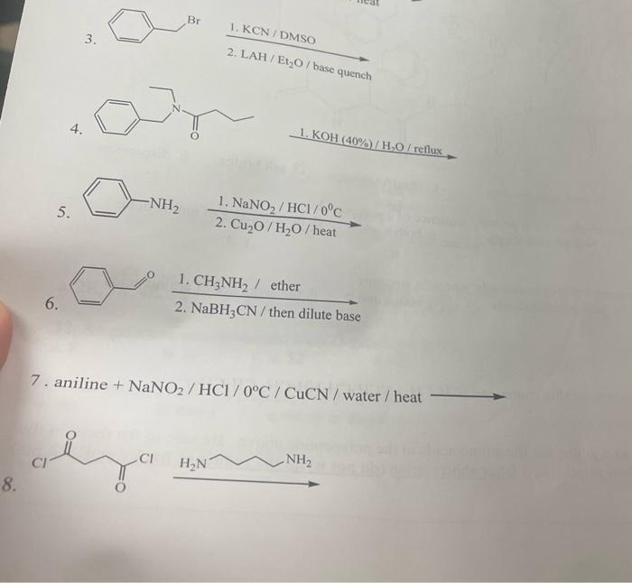 Solved Br 1, KCNDMS0 3. 2. LAH/Et O / base quench 4. 1. KOH | Chegg.com