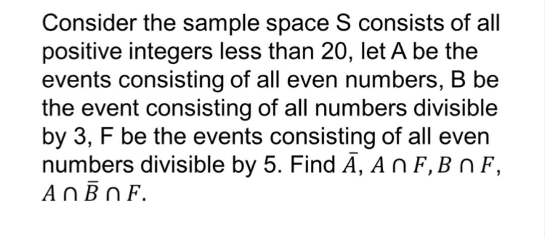 Solved Consider the sample space S consists of all positive | Chegg.com