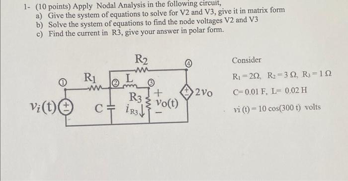 Solved solve using AC nodal analysis . solve for components | Chegg.com
