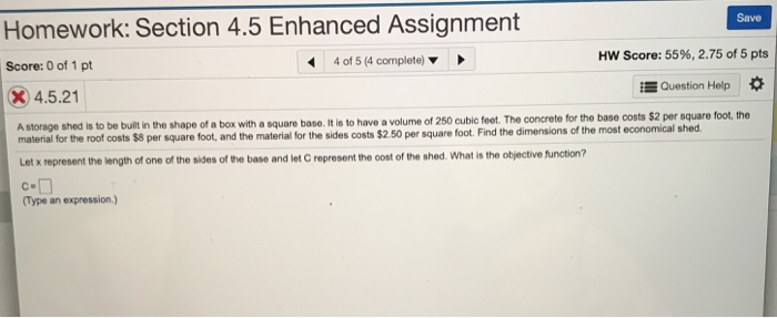 Solved Save Homework: Section 4.5 Enhanced Assignment HW | Chegg.com Solved Save Homework: Section 4.5 Enhanced Assignment HW | Chegg.com