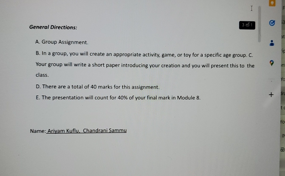 Solved General Directions:3 हु 1A. ﻿Group Assignment.B. ﻿In | Chegg.com
