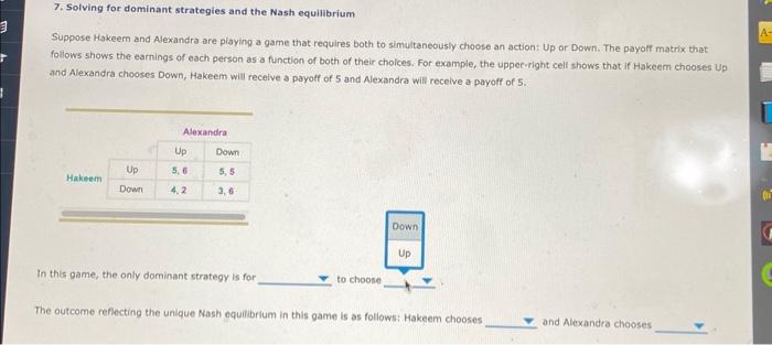 Solved 7. Solving for dominant strategies and the Nash | Chegg.com