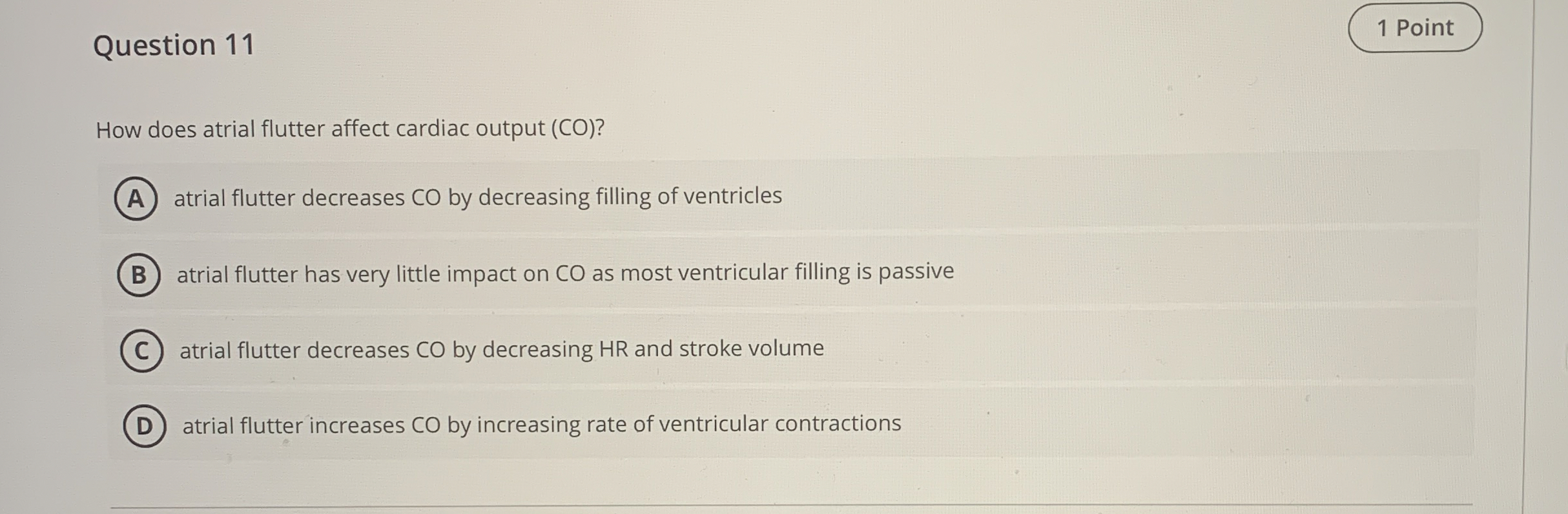 Solved Question 111 ﻿PointHow does atrial flutter affect | Chegg.com
