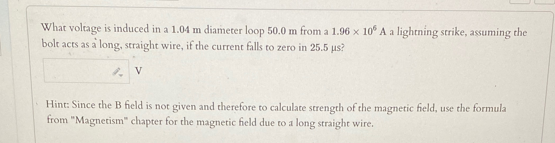Solved What voltage is induced in a 1.04m ﻿diameter loop | Chegg.com