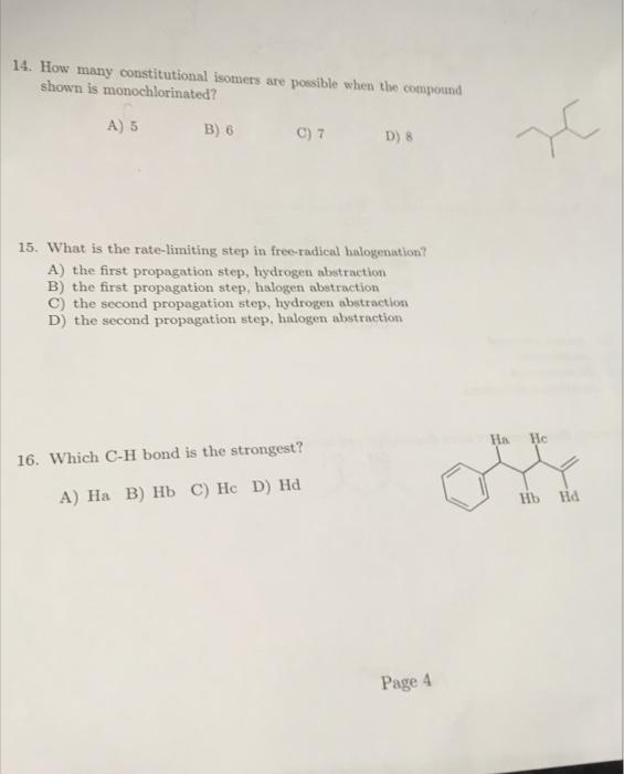 [Solved]: 14. How many constitutional isomers are possible