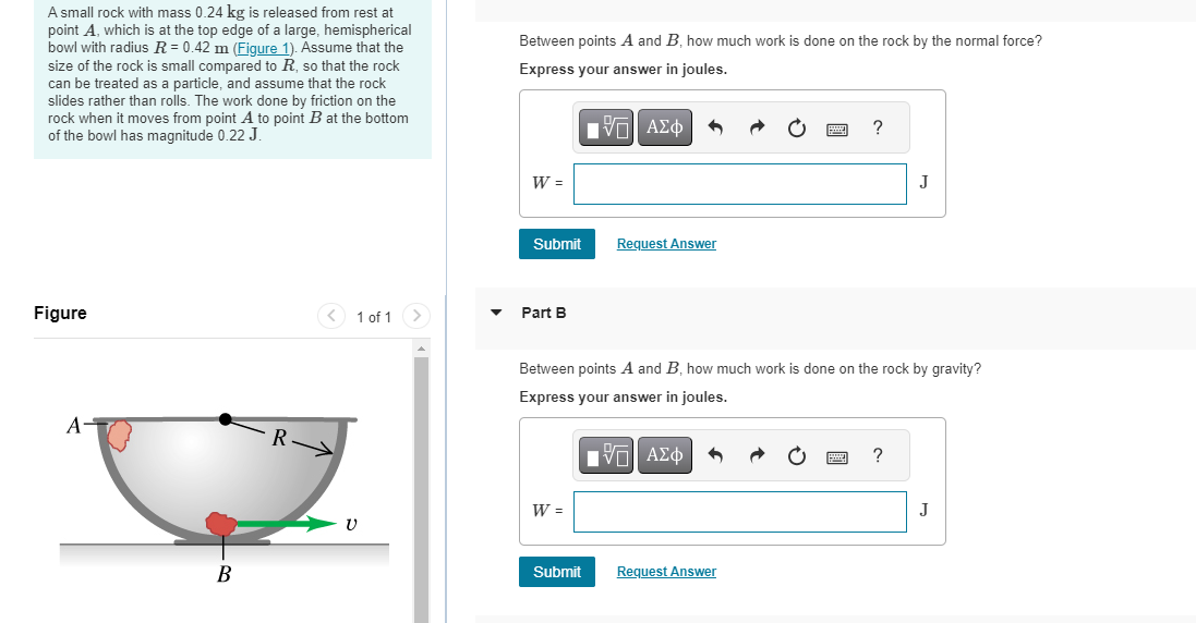 Solved A small rock with mass 0.24kg ﻿is released from rest | Chegg.com