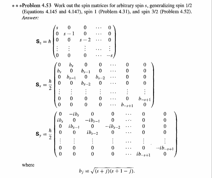 Problem 4.53 ﻿Work out the spin matrices for | Chegg.com