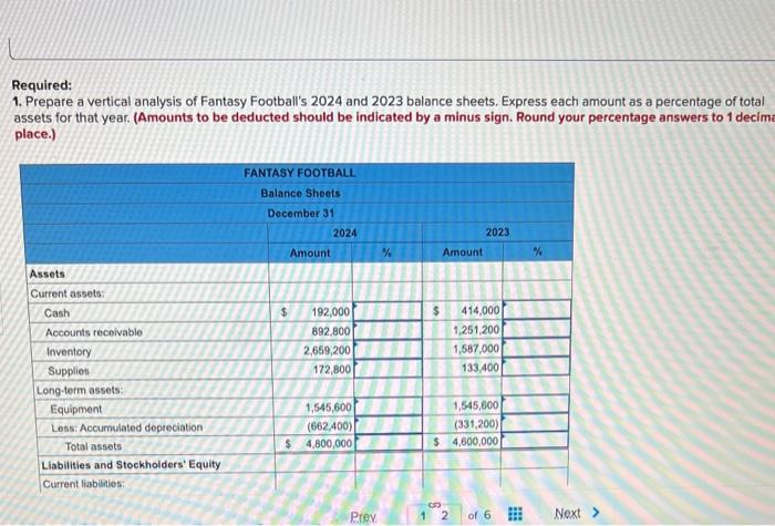 Solved Required: 1. Prepare a vertical analysis of Fantasy | Chegg.com