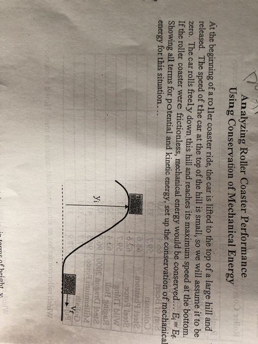 Solved Analyzing Roller Coaster Performance Using | Chegg.com