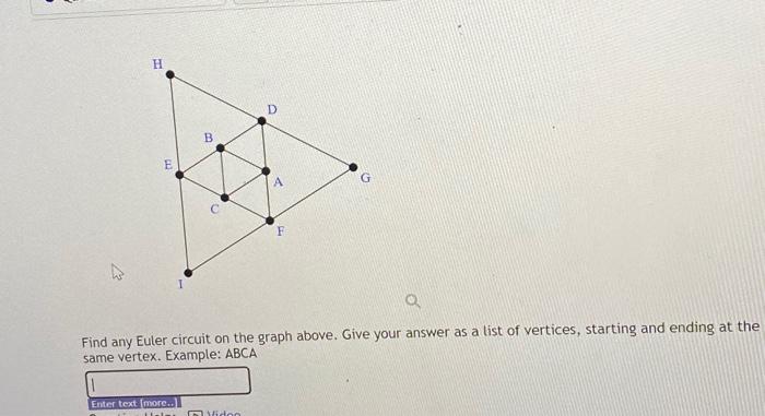 Solved H D B E G 4 c F Q Find any Euler circuit on the graph | Chegg.com