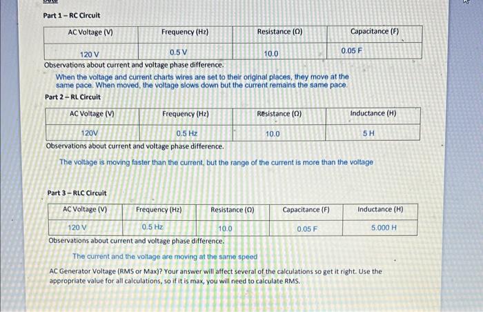 Solved Part 1-RC Circuit Observations about current and | Chegg.com