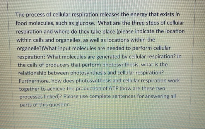 Solved The process of cellular respiration releases the | Chegg.com