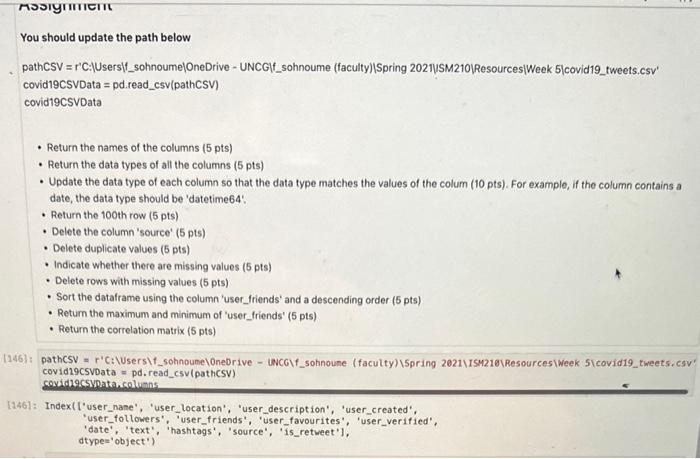 Solved covid19CSVData = pd.read_csv ( pathCSV ) | Chegg.com