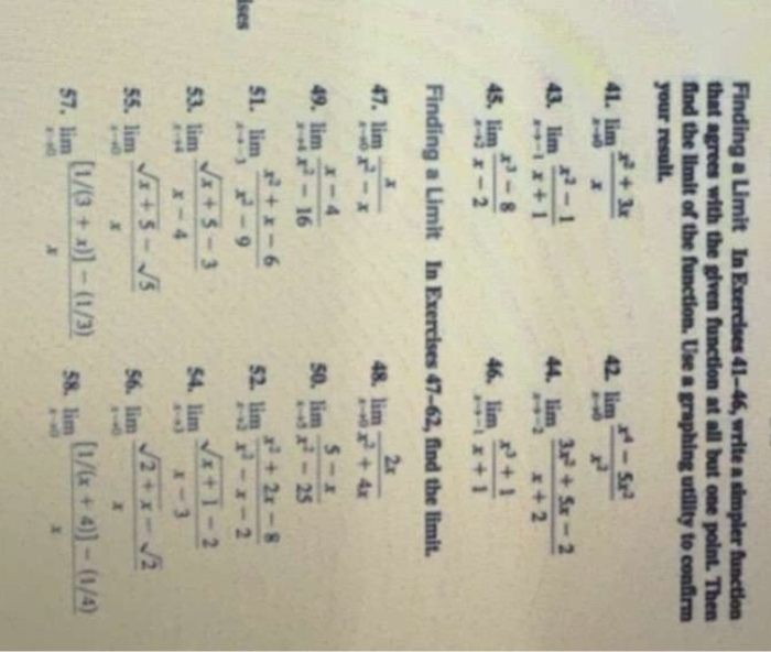 Solved Finding a Limit In Exercises 41-46, write a simpler | Chegg.com