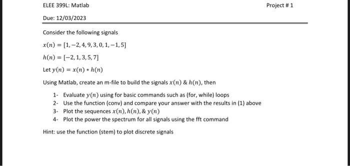 Solved Consider the following signals | Chegg.com