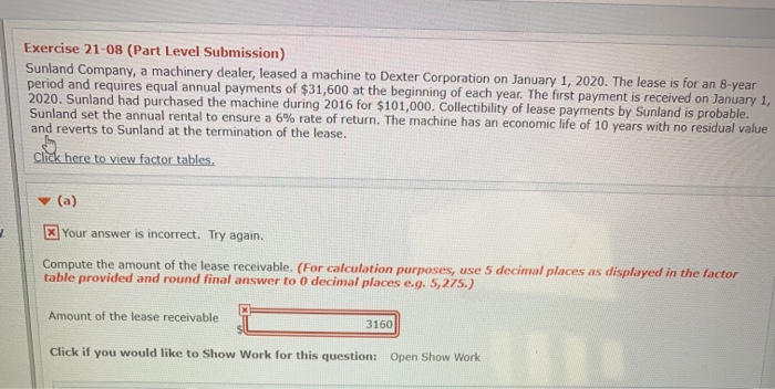 Solved Exercise 21-08 (Part Level Submission) Sunland | Chegg.com