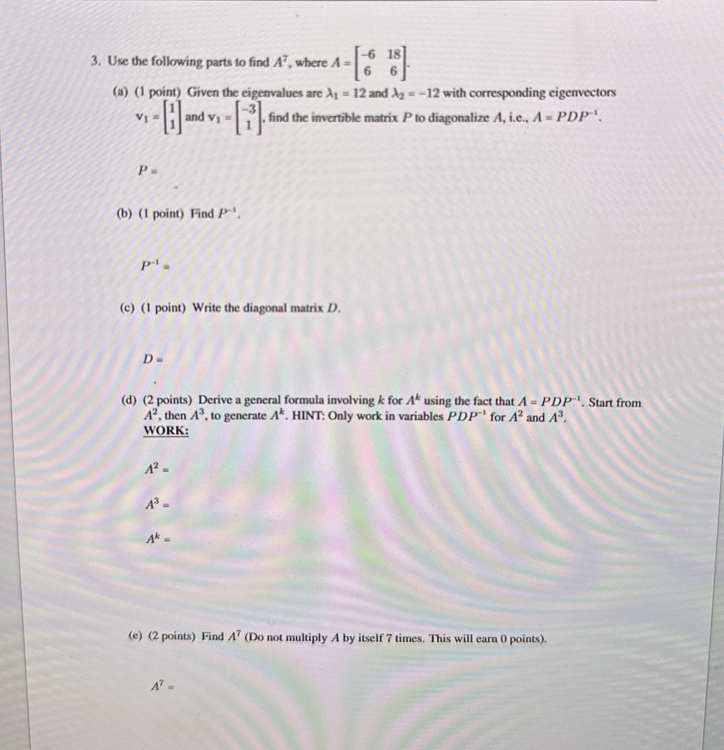 Solved Use the following parts to find A7, ﻿where | Chegg.com
