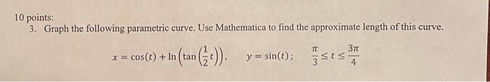 Solved 10 points: 3. Graph the following parametric curve. | Chegg.com