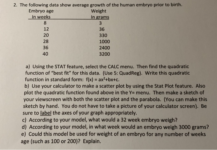 Solved 2. The following data show average growth of the | Chegg.com