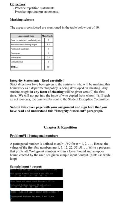 Solved Objectives: • Practice repetition statements. • | Chegg.com