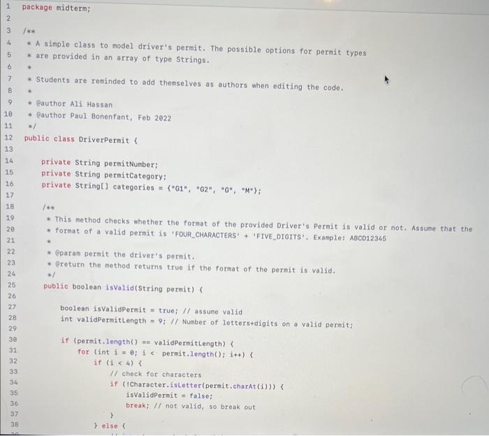 Solved 1. Refactor the code to isolate the permit categories | Chegg.com