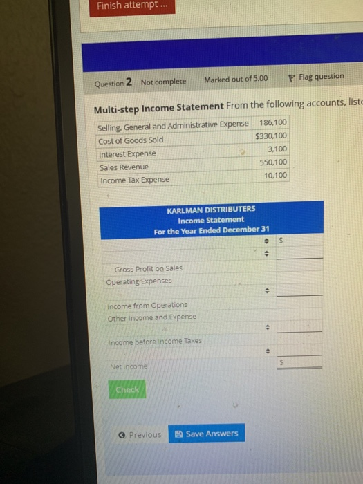 Solved Multi-step Income Statement From the following | Chegg.com