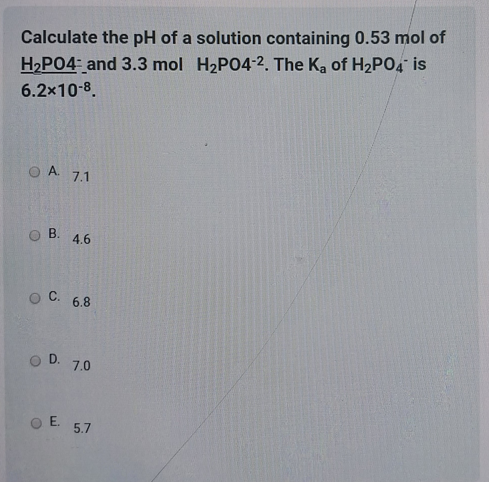 Solved Calculate the pH ﻿of a solution containing 0.53mol | Chegg.com