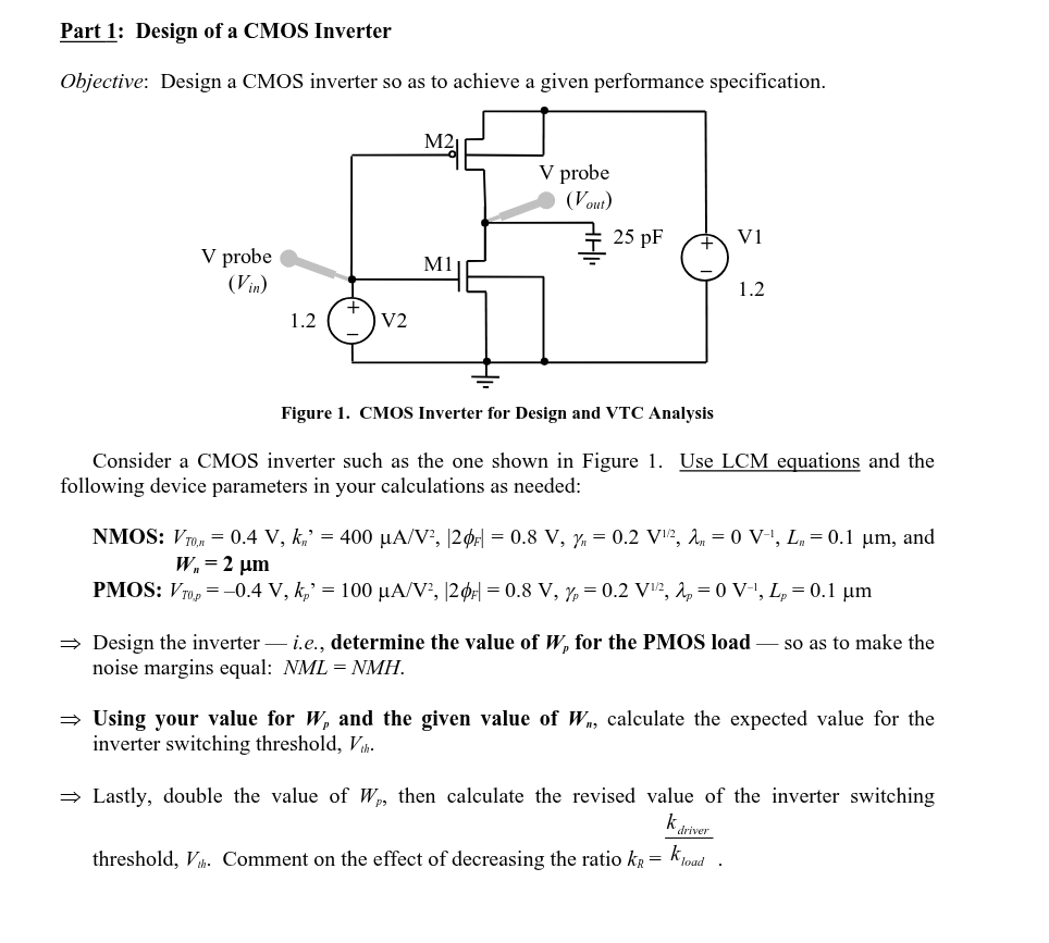 Solved Part 1: Design of ﻿a CMOS InverterObjective: Design a | Chegg.com