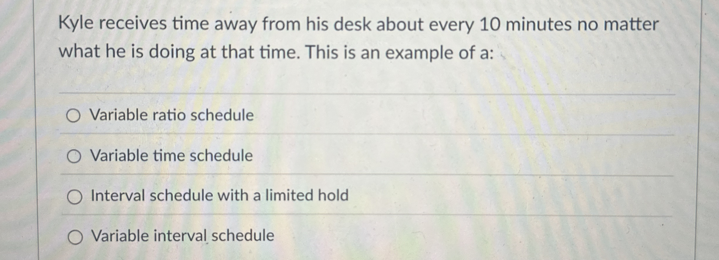 Solved Kyle receives time away from his desk about every 10 | Chegg.com