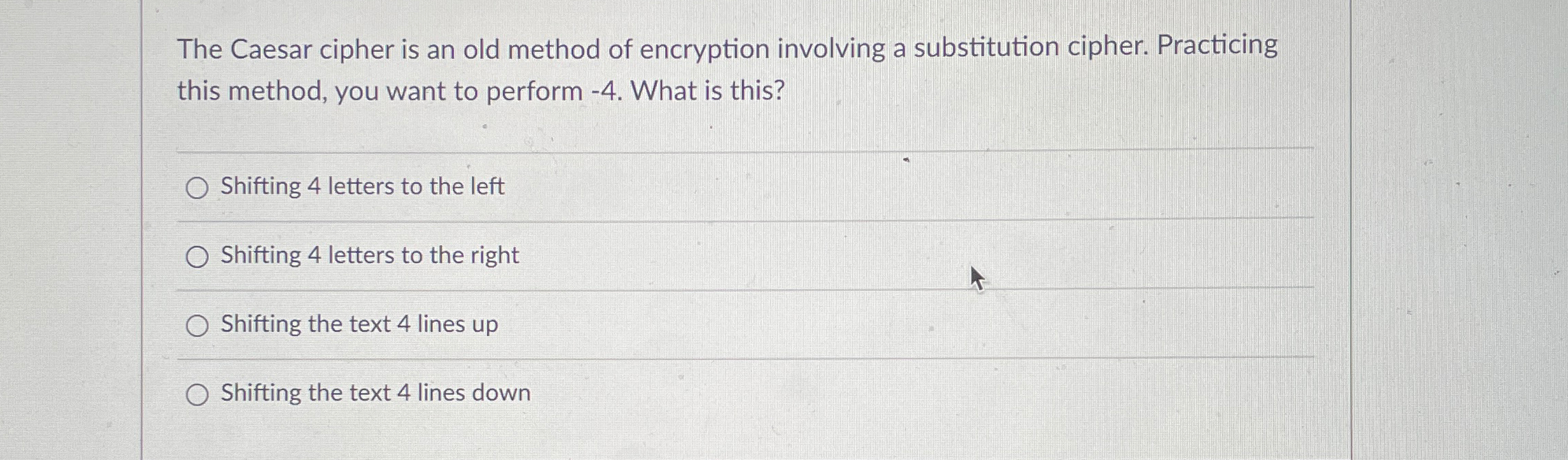 Solved The Caesar Cipher Is An Old Method Of Encryption Chegg