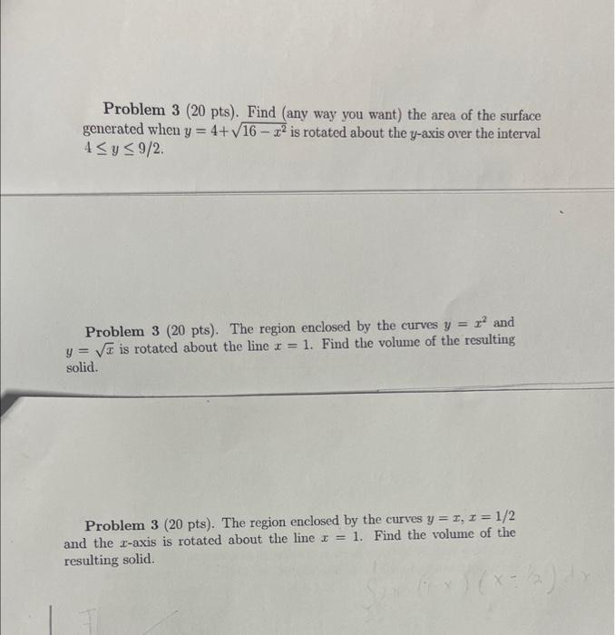 Solved Problem 3 ( 20pts ). Find (any way you want) the area | Chegg.com