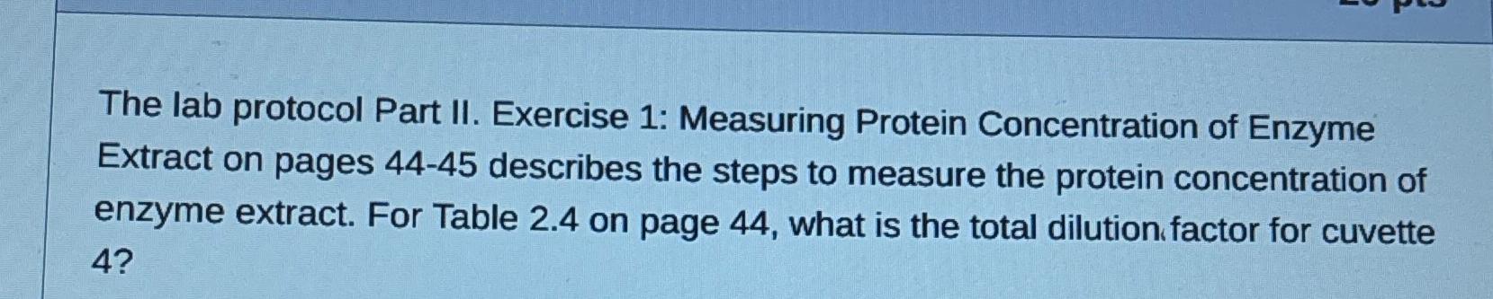 Solved The lab protocol Part II. ﻿Exercise 1: Measuring | Chegg.com