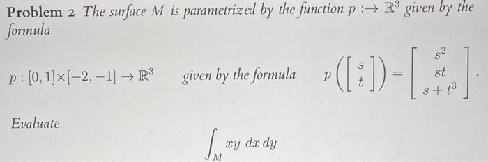 Solved Problem 2 The surface M is parametrized by the | Chegg.com