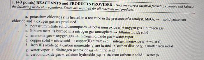 Solved please write original equations with state of matter | Chegg.com