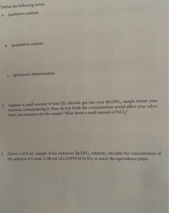 Solved b. quantitative analysis c. gravimetric determination | Chegg.com
