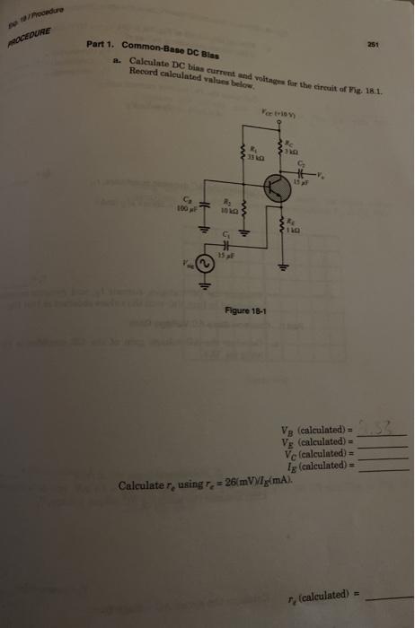 Solved Procedure TEDURE 251 Part 1. Common-Base DC Blas | Chegg.com
