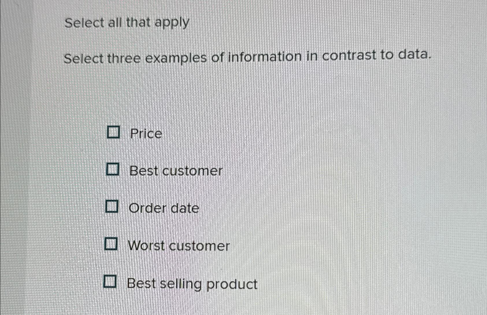 Solved Select all that applySelect three examples of | Chegg.com