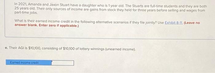 Solved In 2021, Amanda and Jaxon Stuart have a daughter who | Chegg.com
