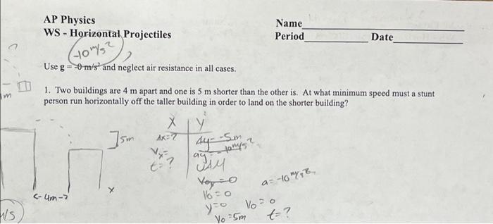 Solved Im als AP Physics WS - Horizontal Projectiles | Chegg.com