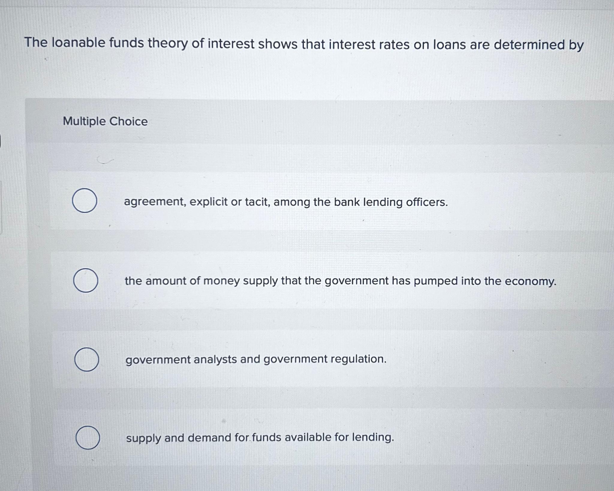 Solved The loanable funds theory of interest shows that | Chegg.com