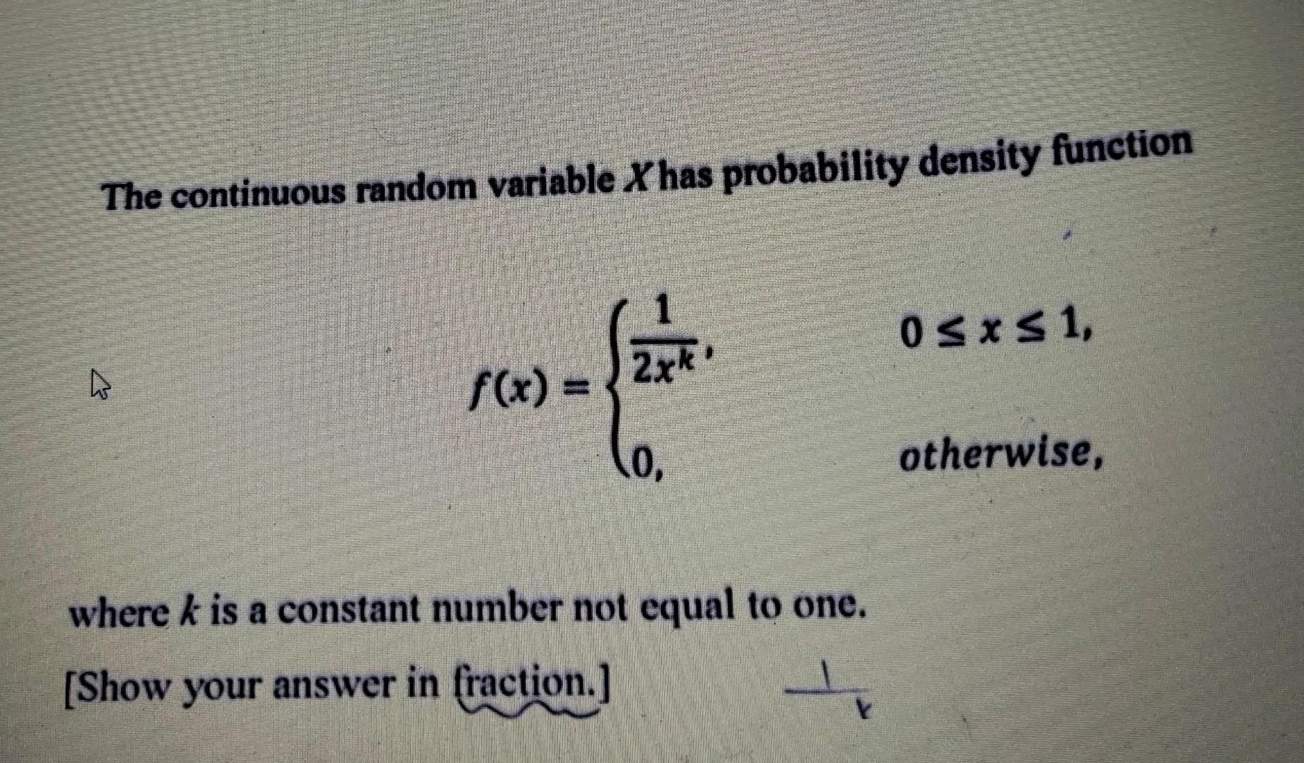 Solved The continuous random variable X has probability | Chegg.com