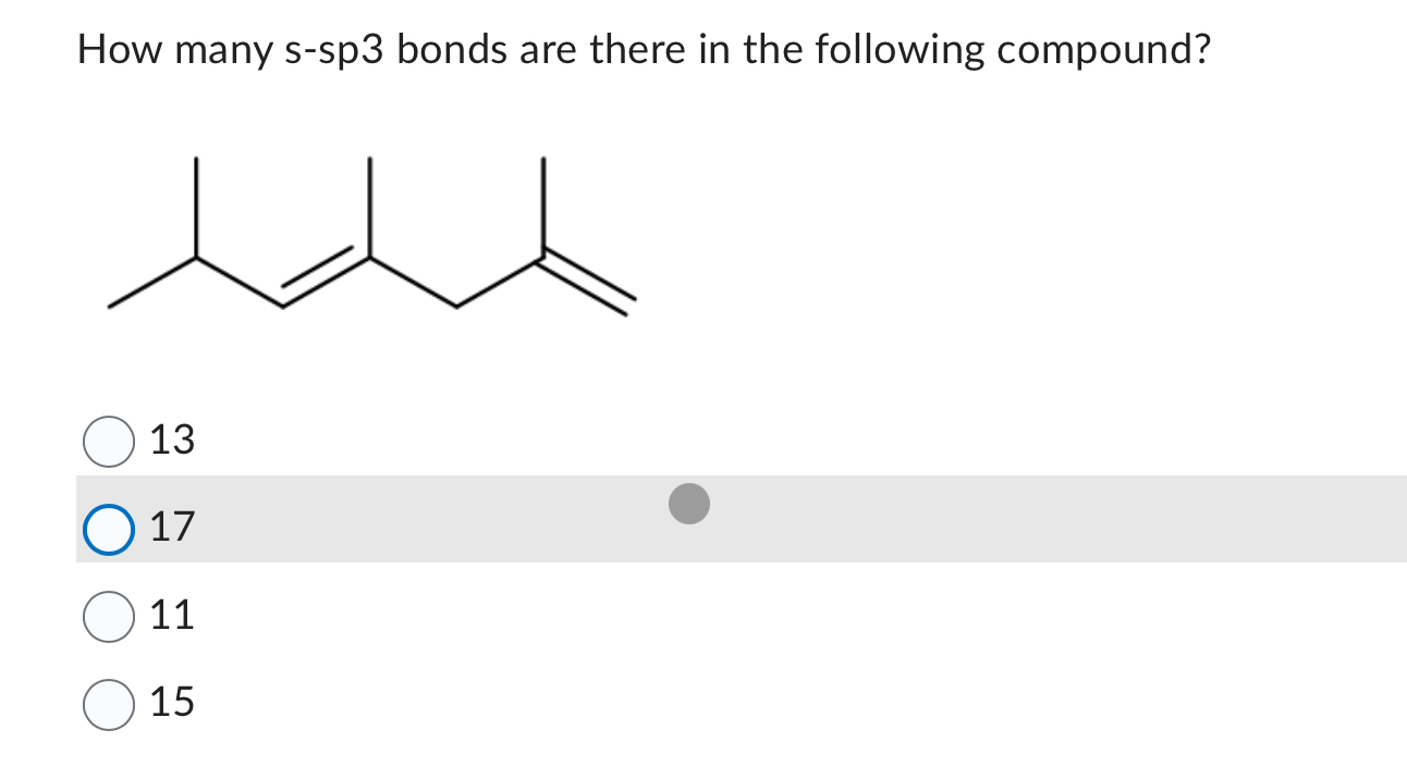Solved How many s-sp3 ﻿bonds are there in the following | Chegg.com