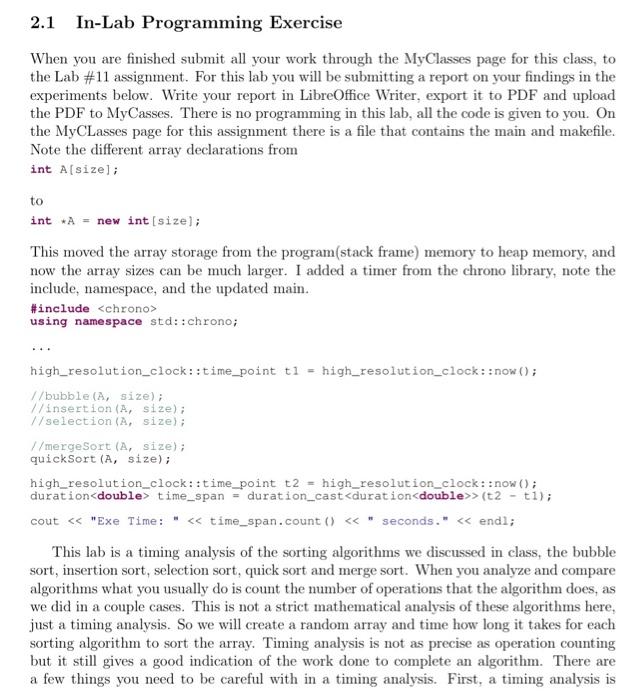Solved 2.1 In-Lab Programming Exercise When you are finished | Chegg.com