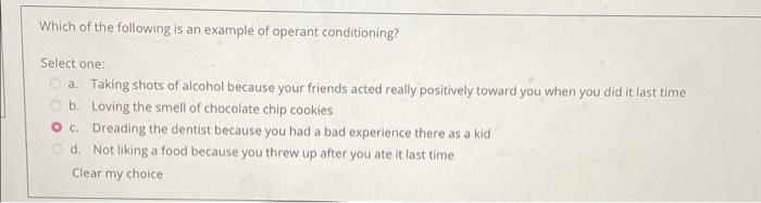 Solved Which of the following is an example of operant | Chegg.com