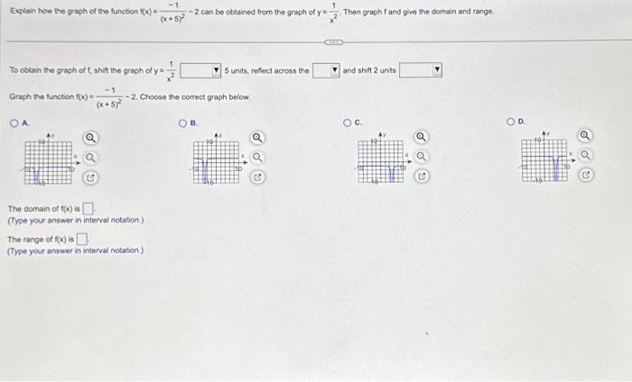 Solved Explain how the graph of the function f(x)=(x+5)2−1−2 | Chegg.com