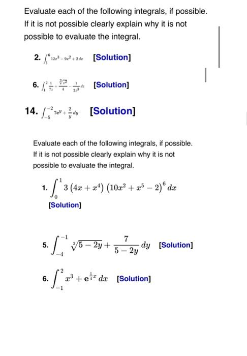 Solved Evaluate each of the following integrals, if | Chegg.com