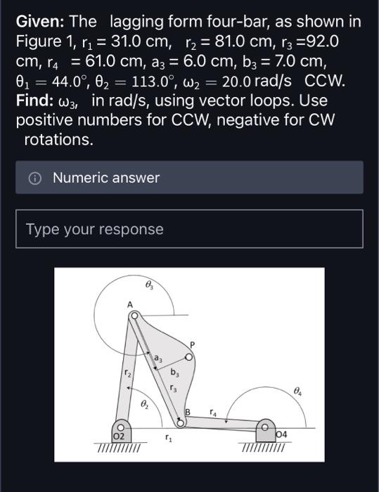 Solved find w3,w4 (rad/s) , and velocities in the X and in | Chegg.com