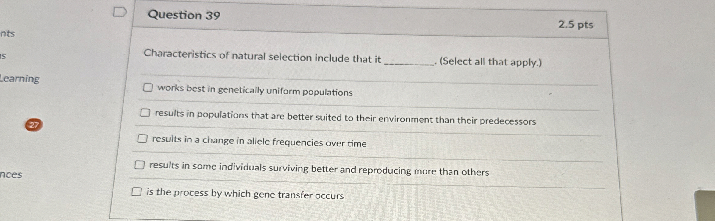 Solved Question 392.5 ﻿ptsCharacteristics of natural | Chegg.com