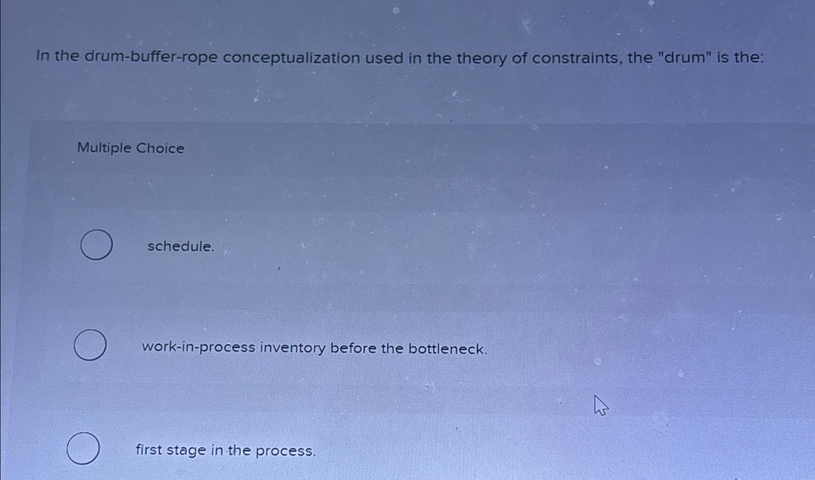 Solved In the drum-buffer-rope conceptualization used in the | Chegg.com