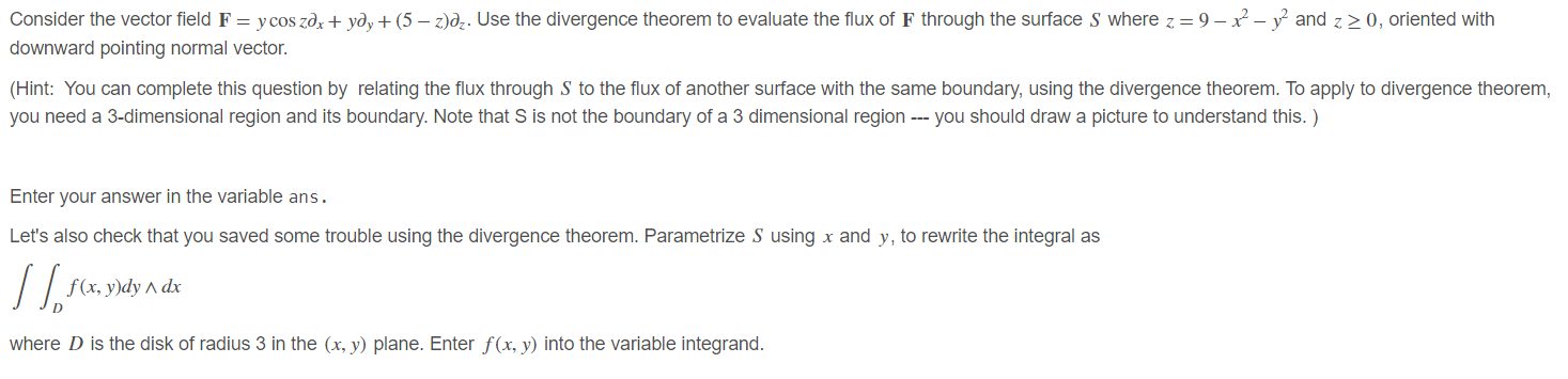 Solved Consider the vector field | Chegg.com